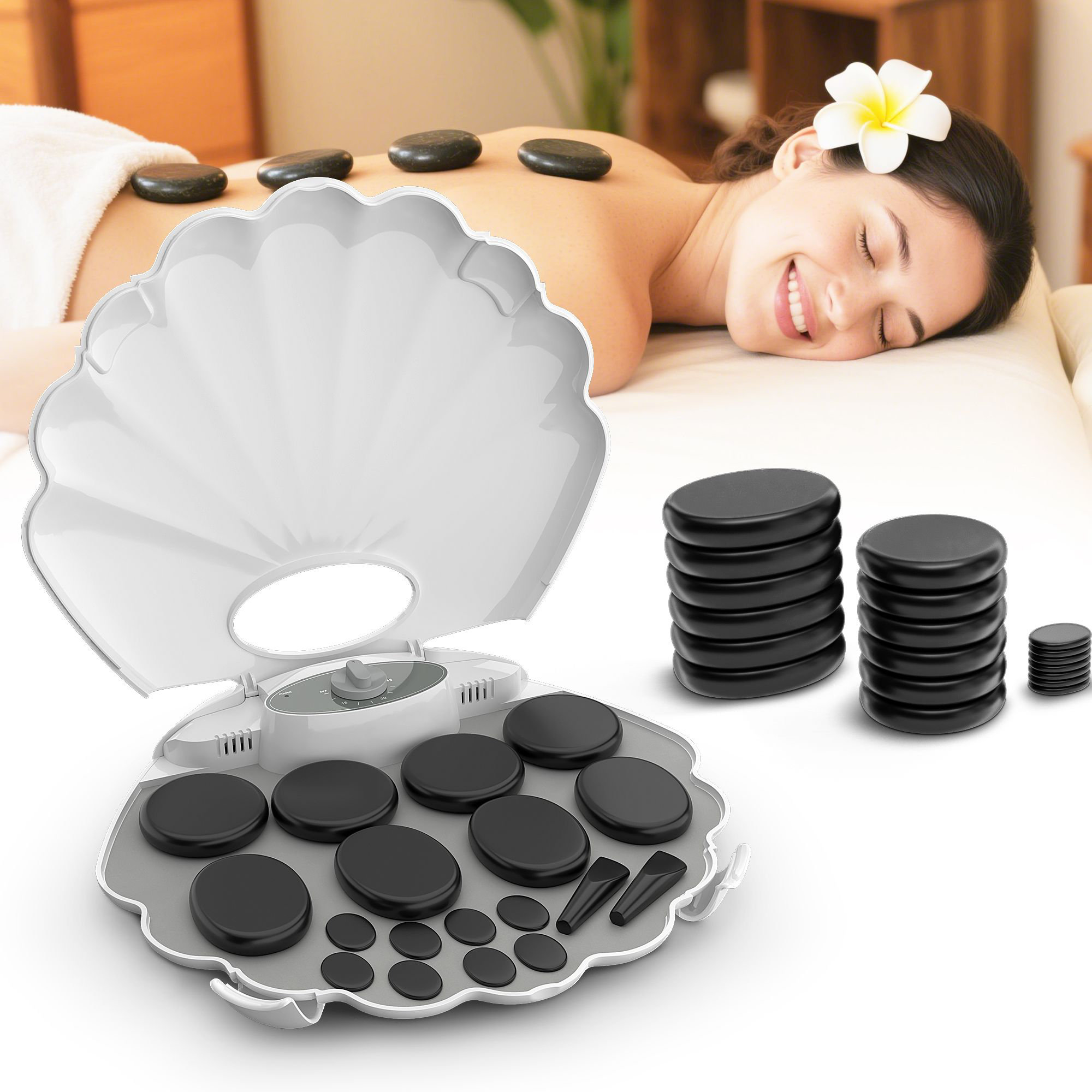 SalonDepot Professional Massage Stone Set With Electric Heated Box Kit ...