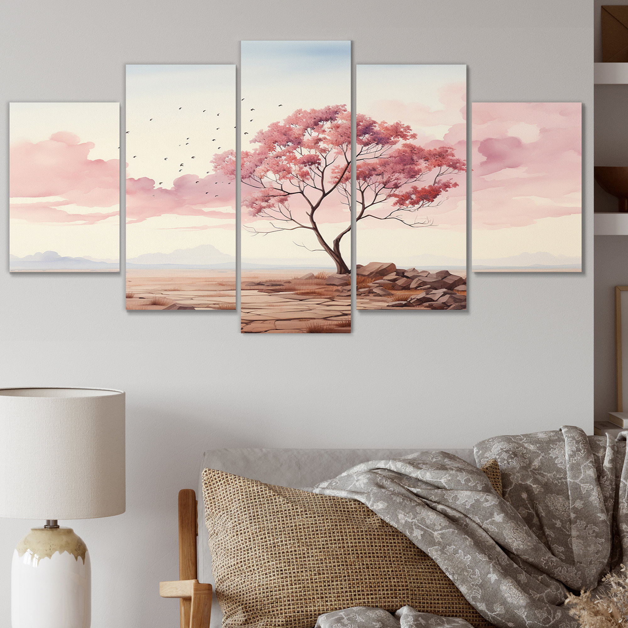 Winston Porter Minimalism Pink Tree Solitude III - Landscape Trees ...
