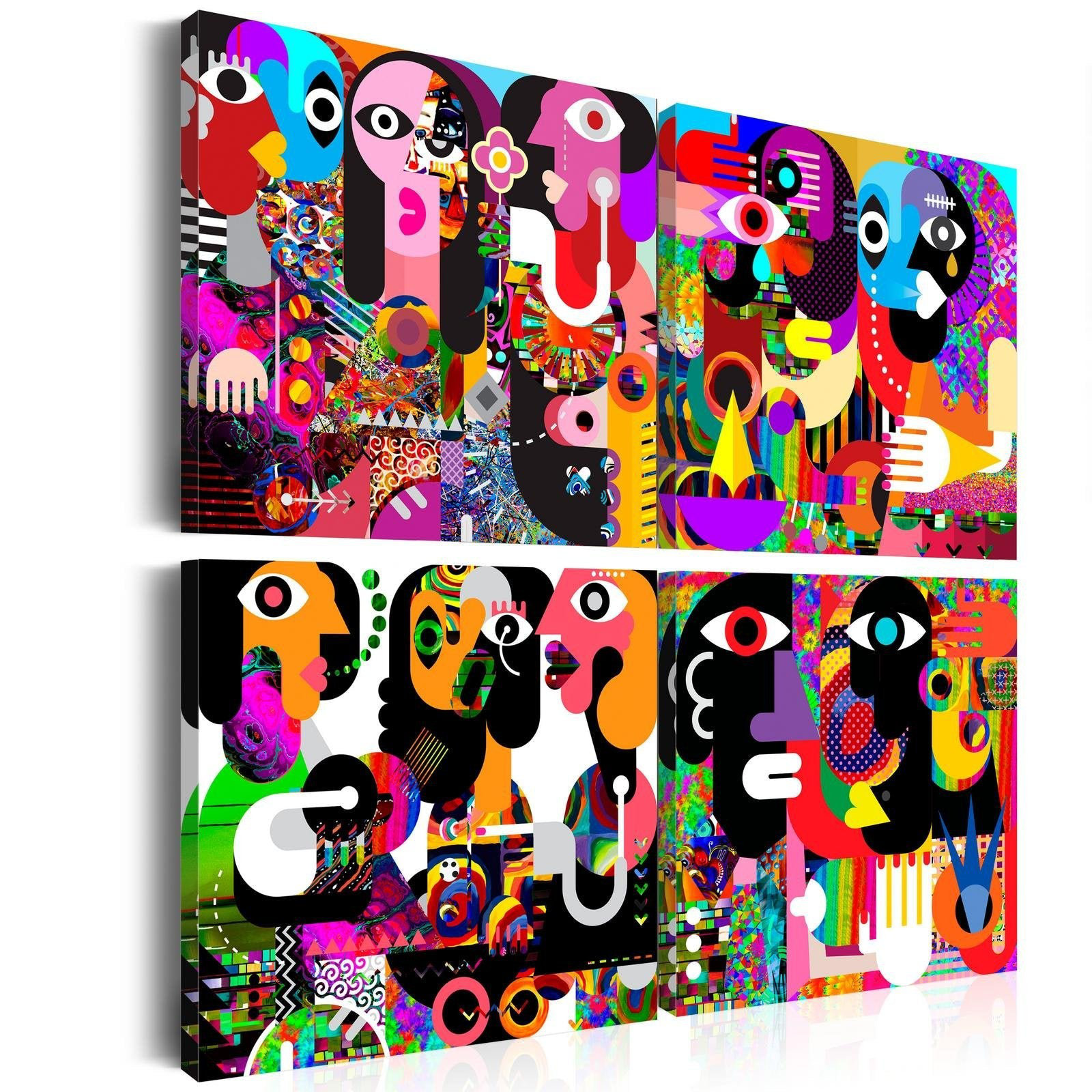 Trinx Abstract Conversations - 4 Piece Wrapped Canvas Graphic Art Set ...