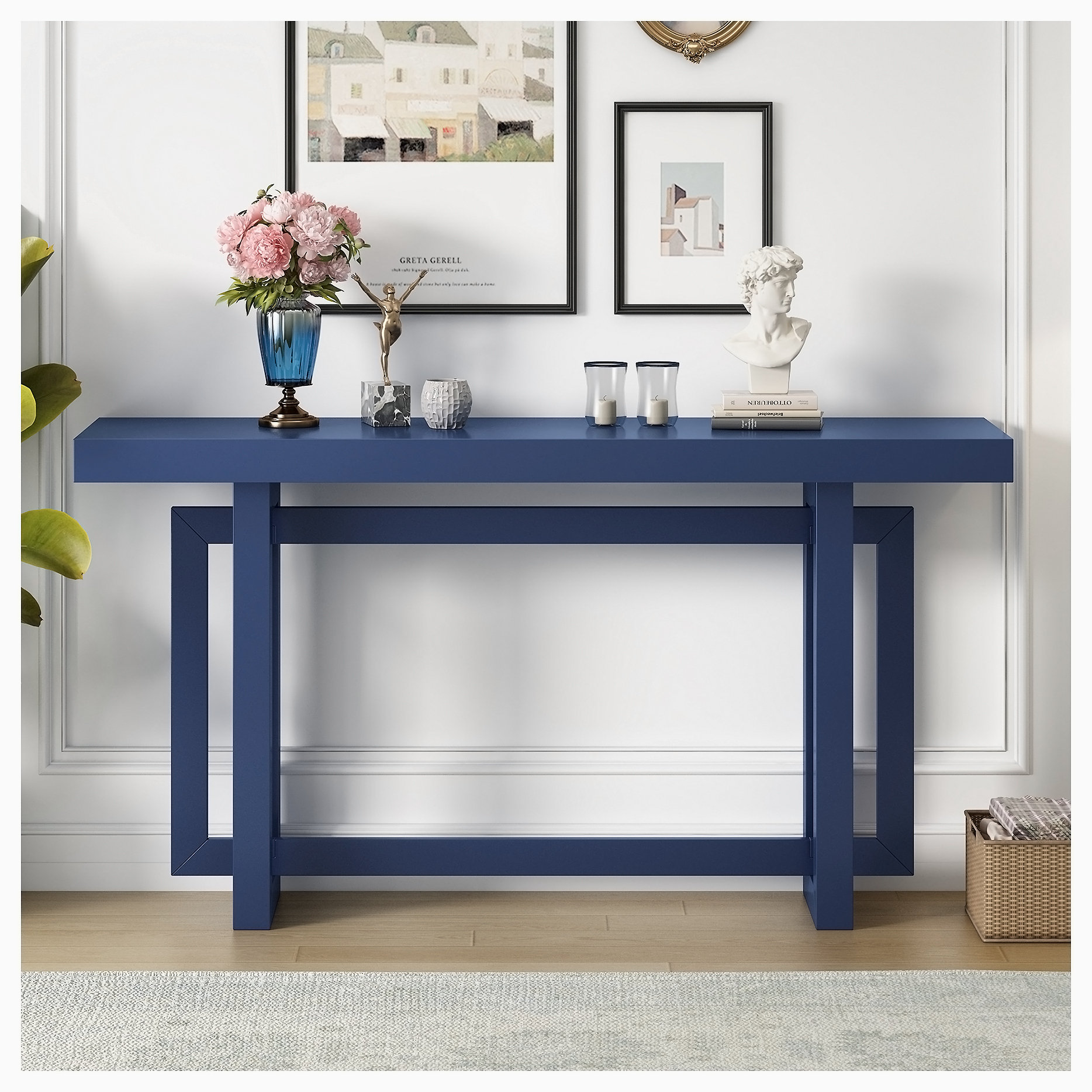 Latitude Run® Console contemporaine avec plateau en bois, très longue ...