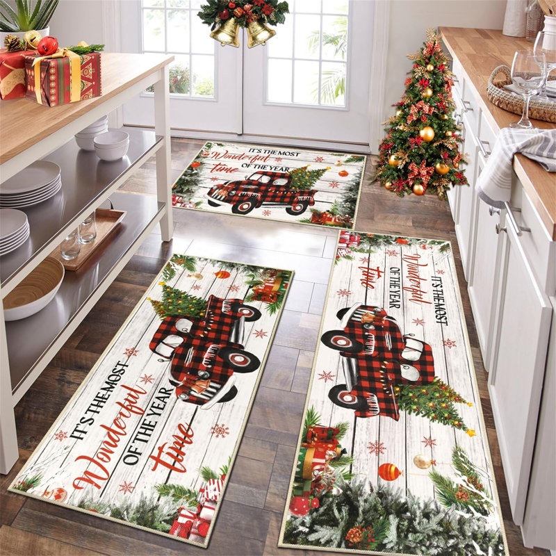 The Holiday Aisle® Christmas Kitchen Rug & Reviews | Wayfair