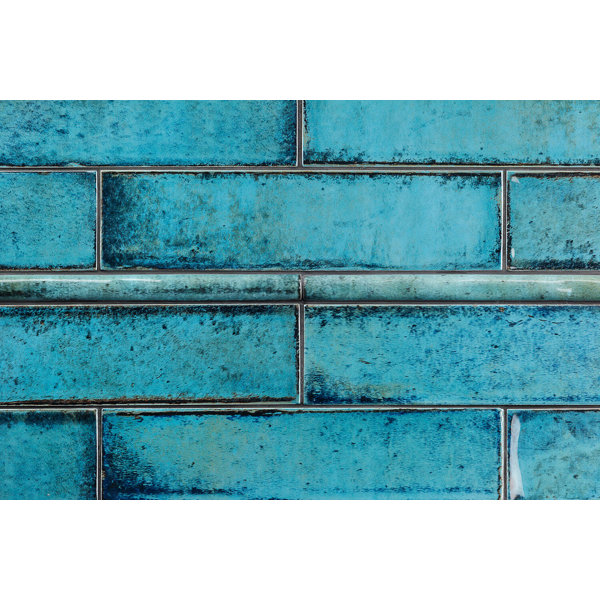 Bond Tile Chateau 12" x 0.75" Ceramic Pencil Liner Tile Trim in Blue ...
