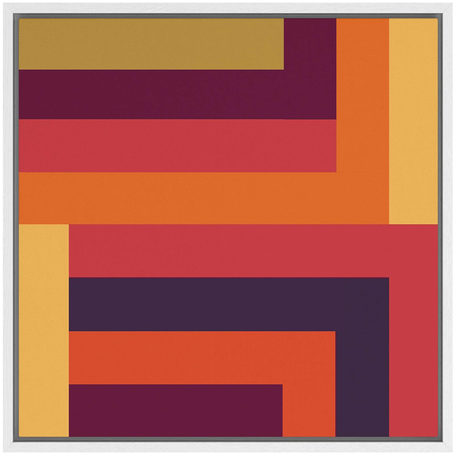 wall26 Yellow, Orange, Red, Brown, Navy Blue Color Blocks Geometric ...