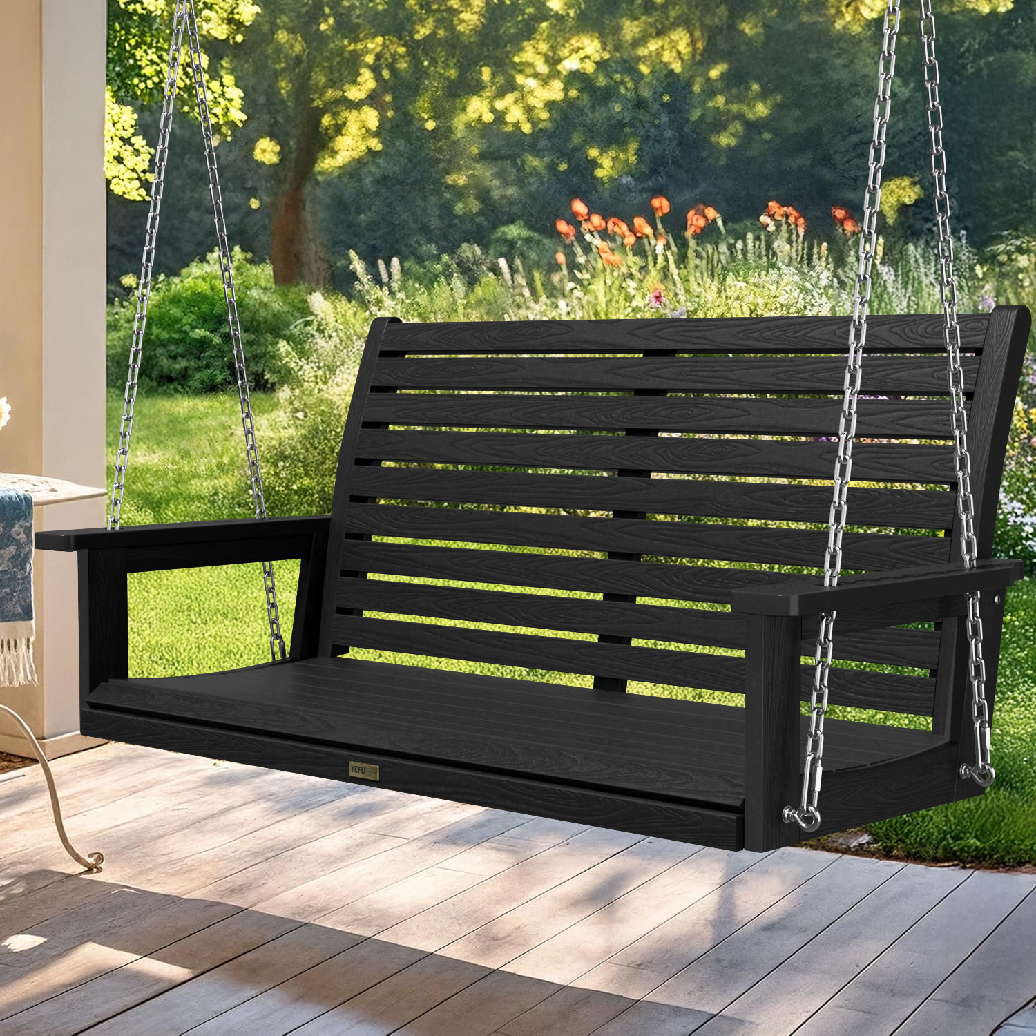 Lark Manor™ 55'' All-Weather Outdoor Hanging Porch Swing 2-Seat Patio ...