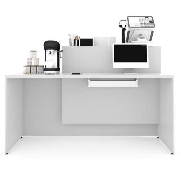 Inbox Zero 62.99'' W Modern Reception Desk With Open Shelvings | Wayfair