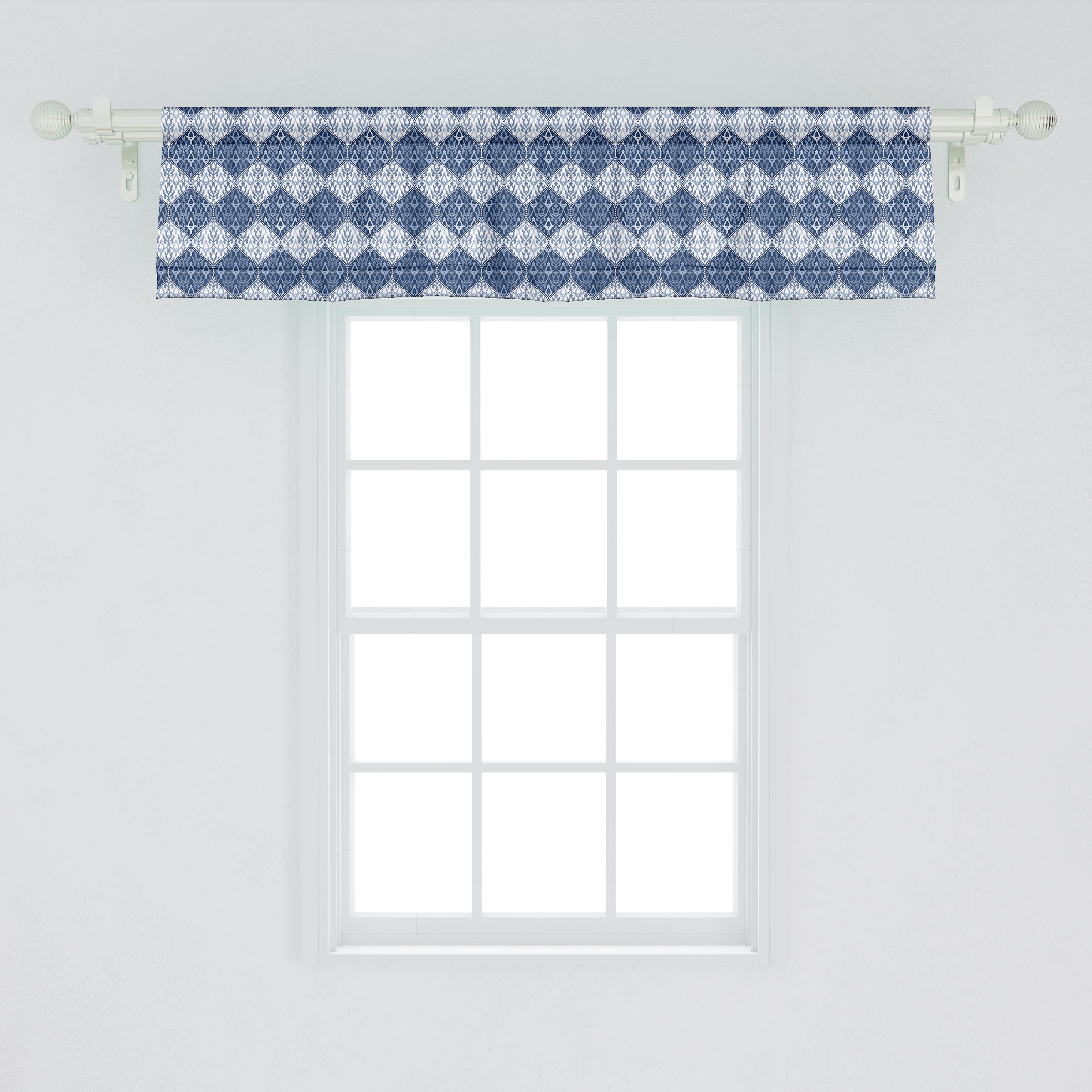 Ambesonne Navy Valance Pack of 2 Oriental Patchwork 54" Pale Blue Dark ...