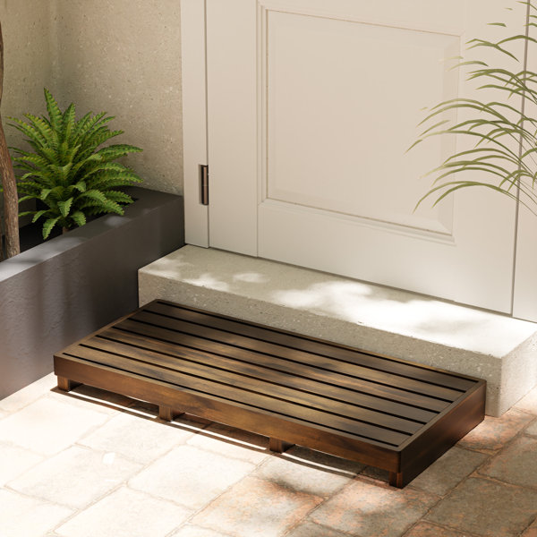 Millwood Pines Walnut-finished Acacia Wood Step Stool – 35" Extra-long ...