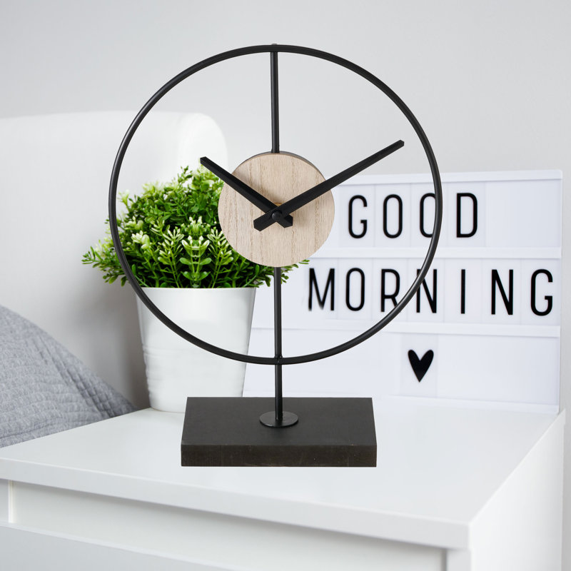 Ebern Designs Mid Century Modern Tabletop Clock in Black & Reviews ...
