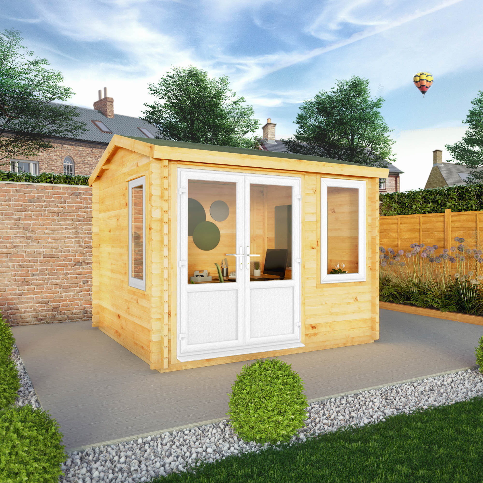 Mercia Garden Products 10ft x 10ft Home Office Elite Log Cabin With ...