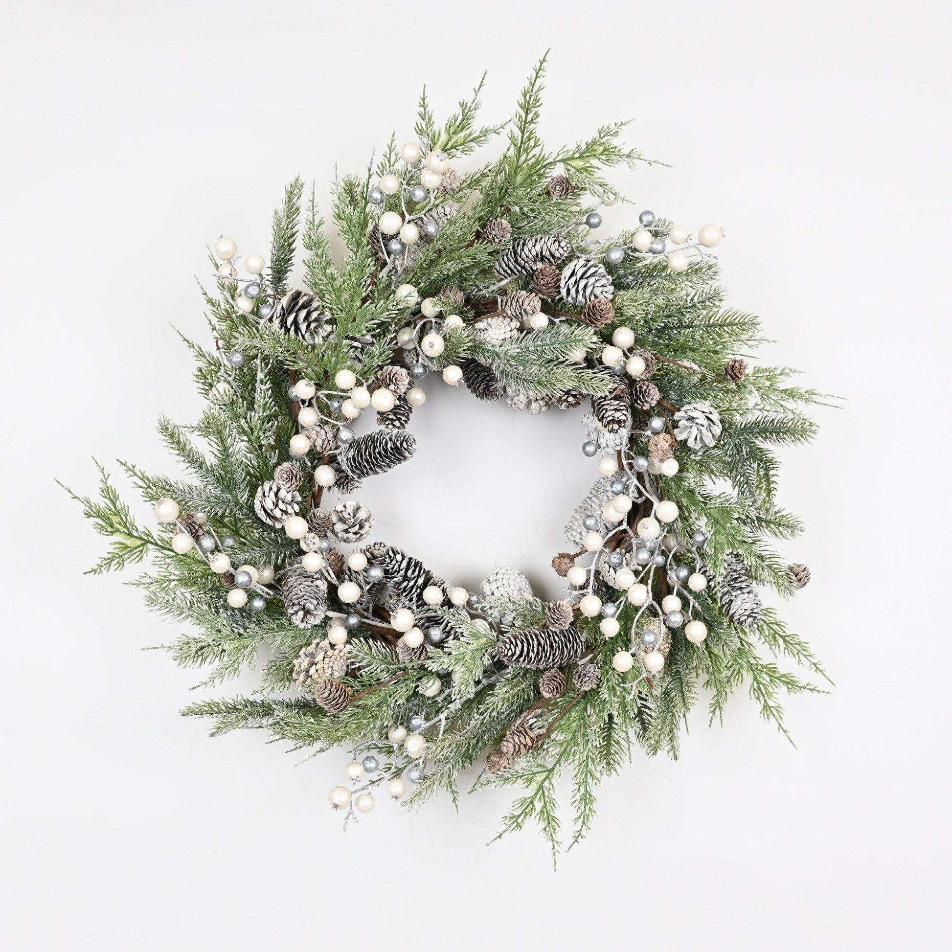 The Holiday Aisle® 24" Artificial Farmhouse Cypress Pinecone Berry ...