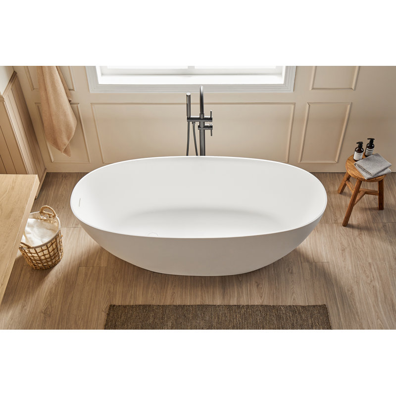 Pensen 55'' x 29.13'' Freestanding Soaking Solid Surface Bathtub ...