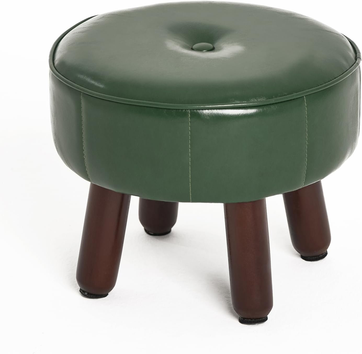 Ebern Designs Small Leather Footstool 13"x10" Non-skid Ottoman Green ...