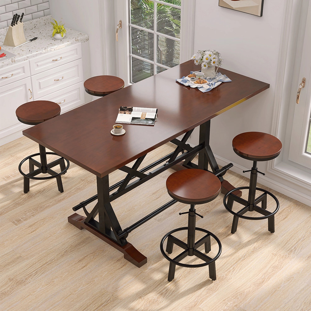 17 Stories Counter Height Dining Table Set For 4, Bar Table With 4 ...