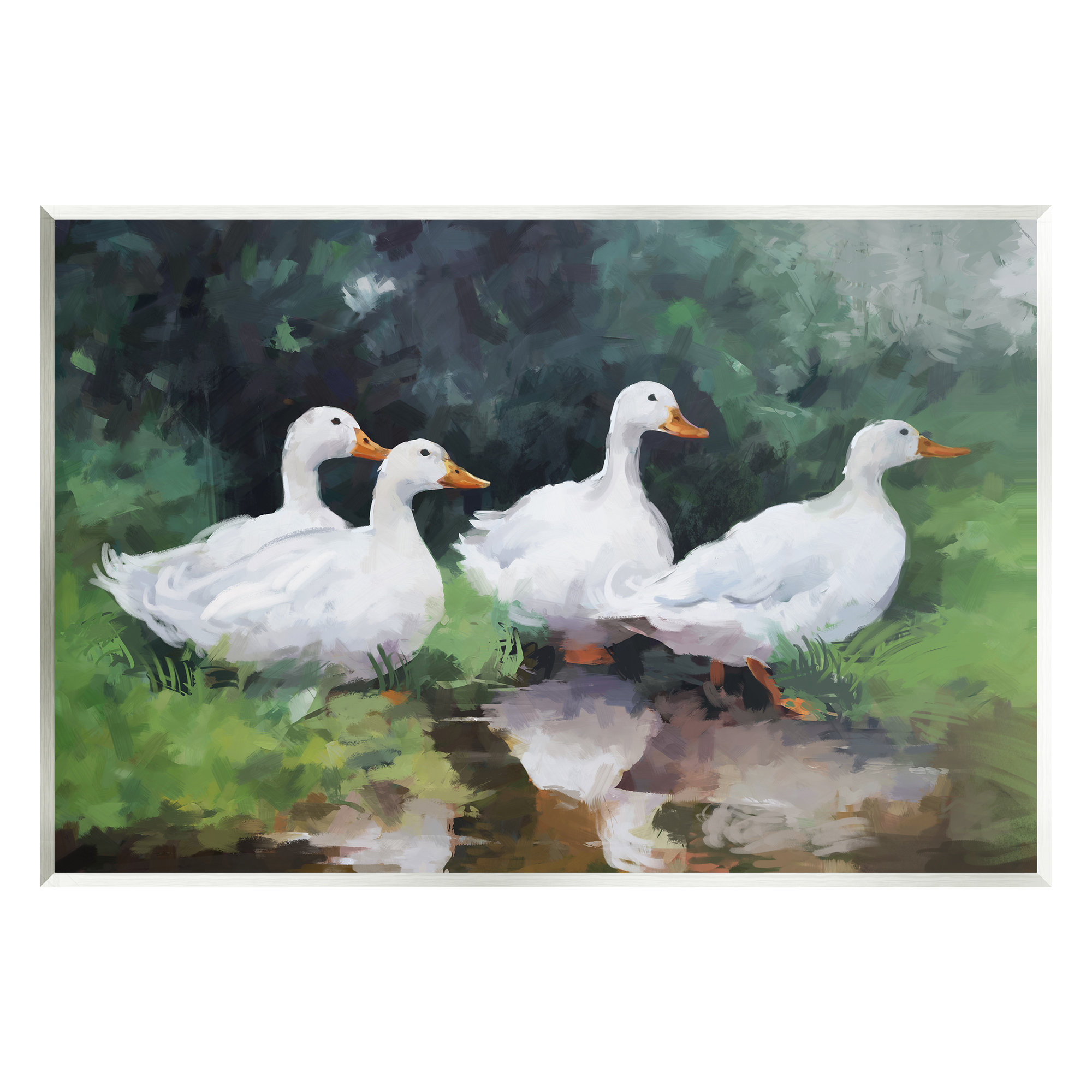 Stupell Industries Az-077-Canvas White Ducks Landscape On Canvas by ...