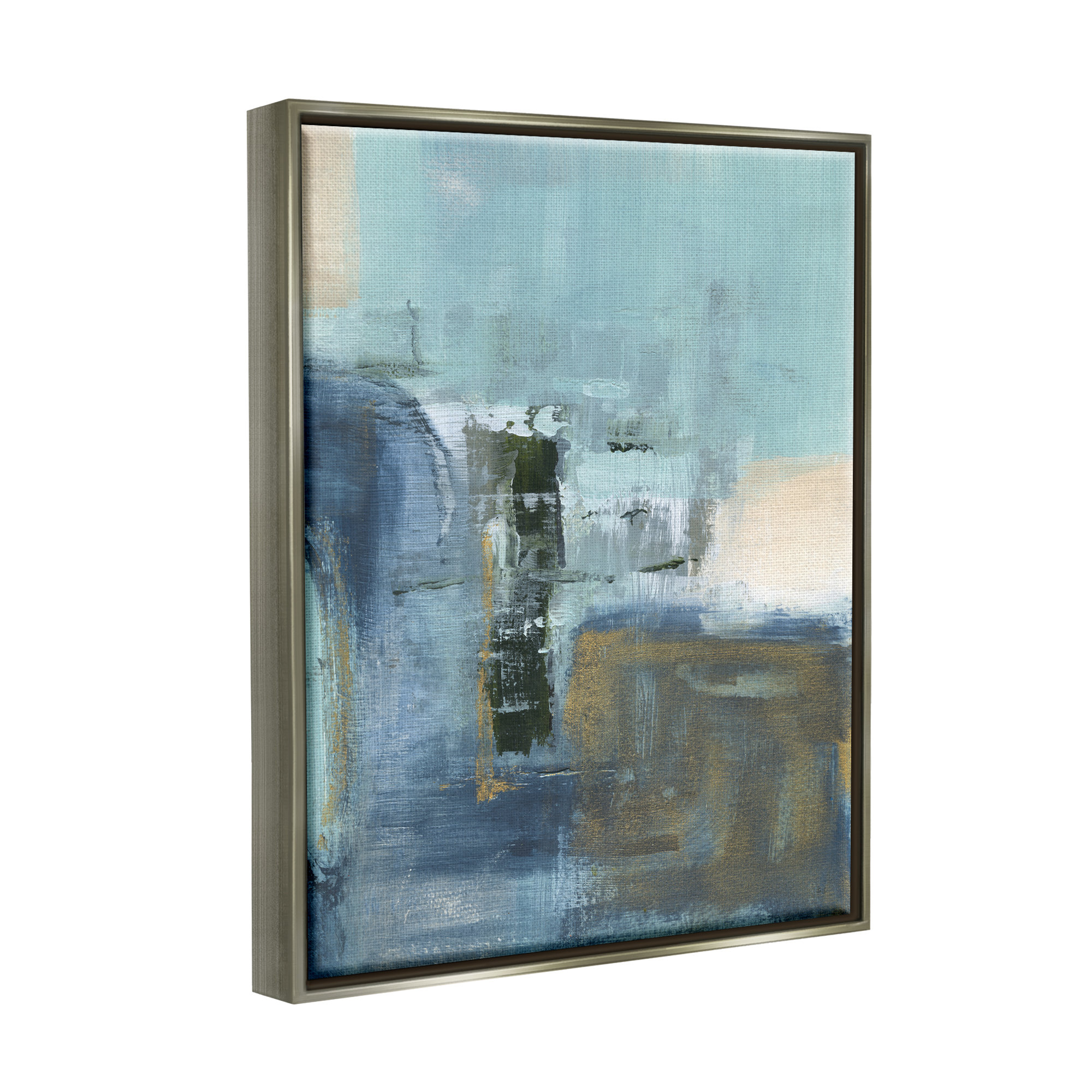 Wrought Studio™ Blue Abstract Painting Framed Floater Canvas Wall Art ...