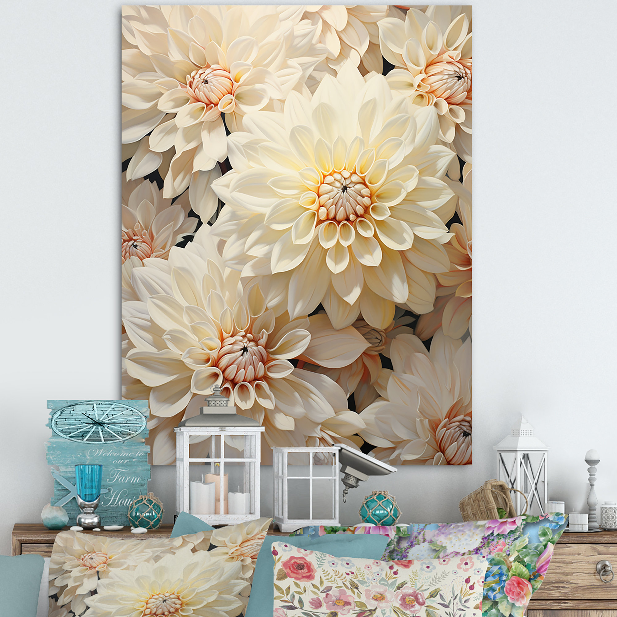 Design Art Minimalism Mums In Beige And Muted Color IV On Canvas Print ...