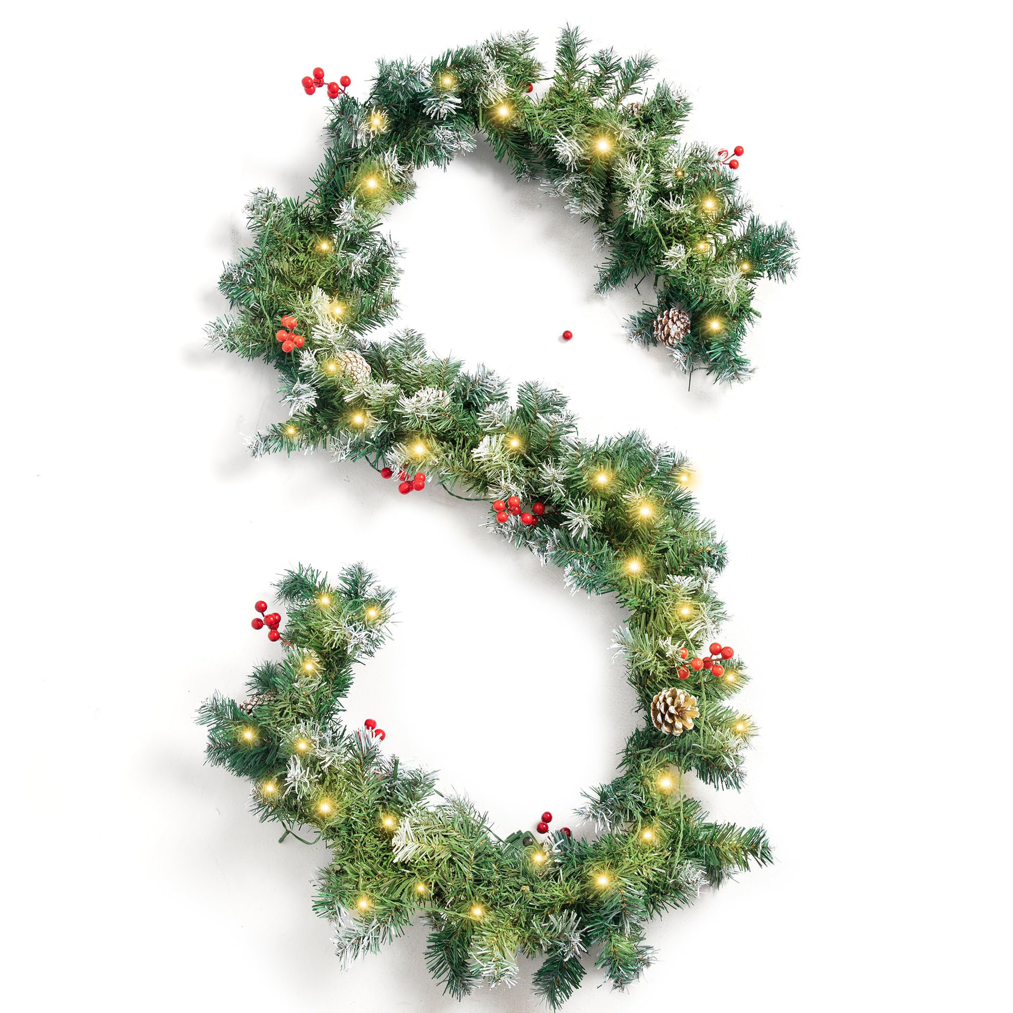 The Holiday Aisle® 9Ft Artificial Christmas Snow Garland With Holly ...