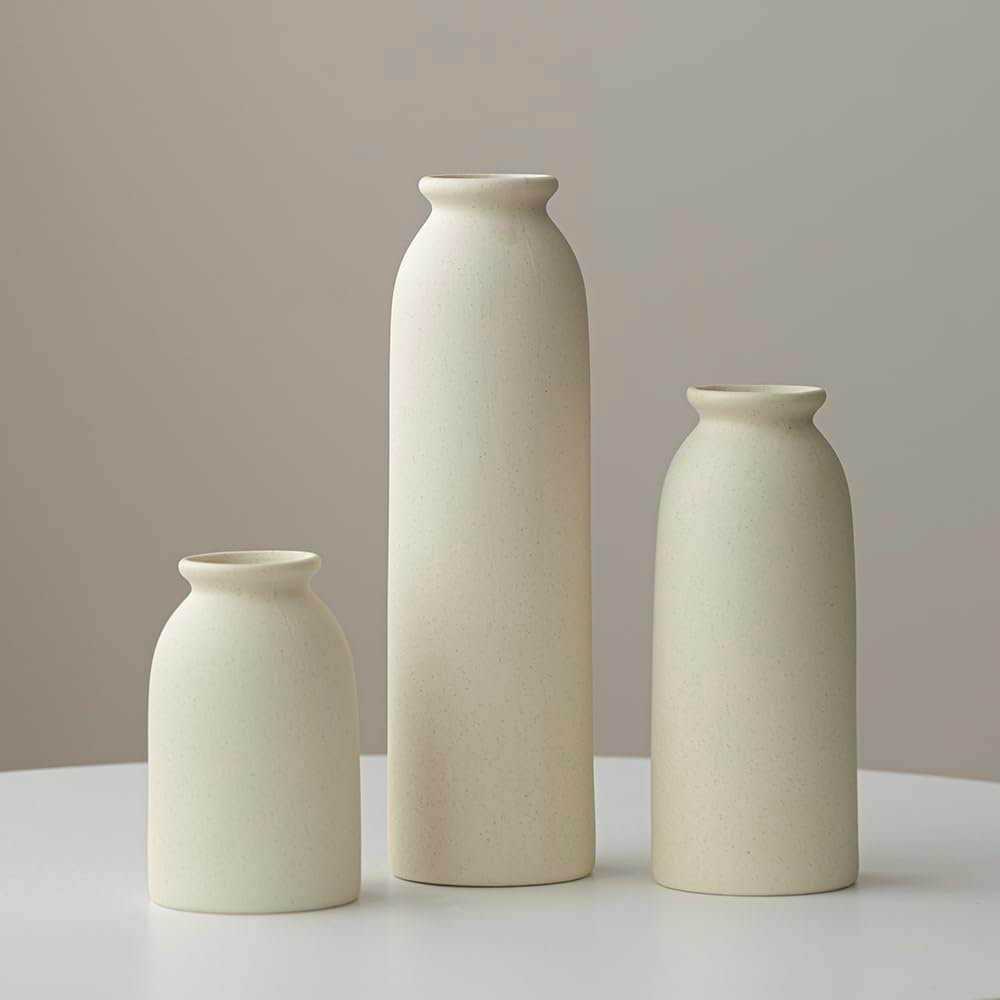 Latitude Run® 10 Inch Ceramic Vase Set Of 3, Modern Nordic Boho Style ...