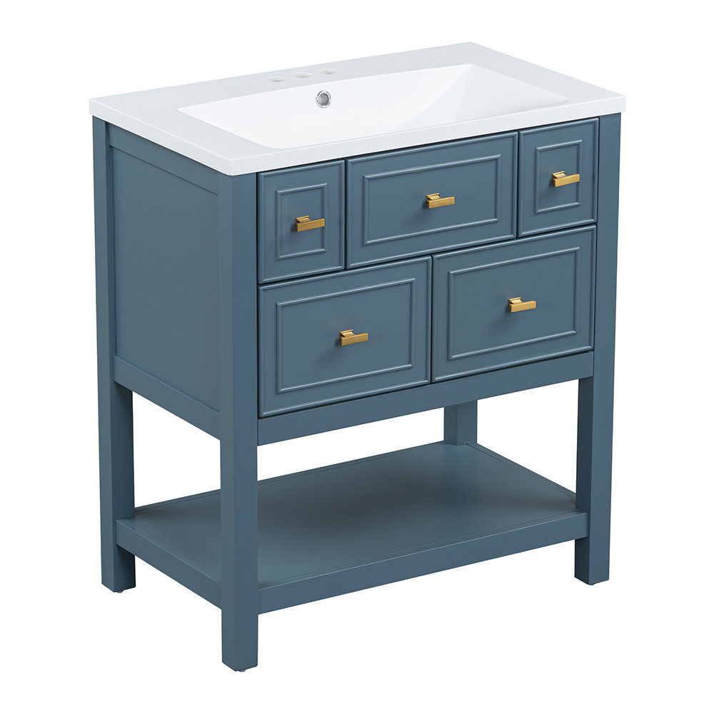 Ebern Designs Maleke 30.01'' Single Bathroom Vanity with Solid Wood Top ...