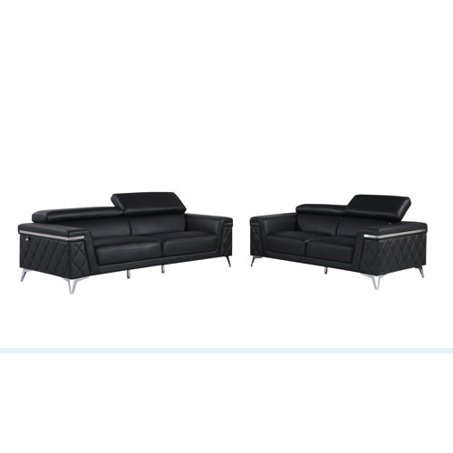 Orren Ellis 2 - Piece Top Grain Italian Leather Living Room Set | Wayfair