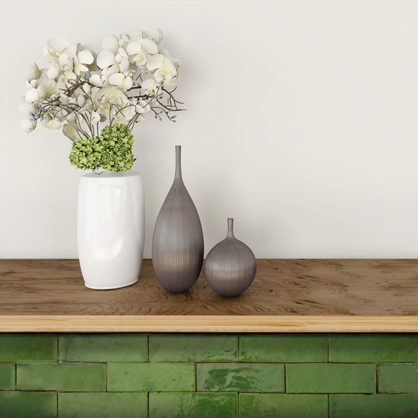 Moroccan Mosaic Handmade 2x6-in Moroccan Zellige Solid Color Green ...