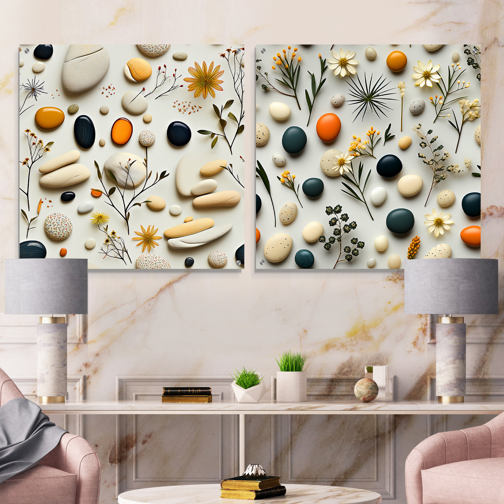 Design Art Serene Stones Zen Pattern For Spa - Abstract Botanicals ...