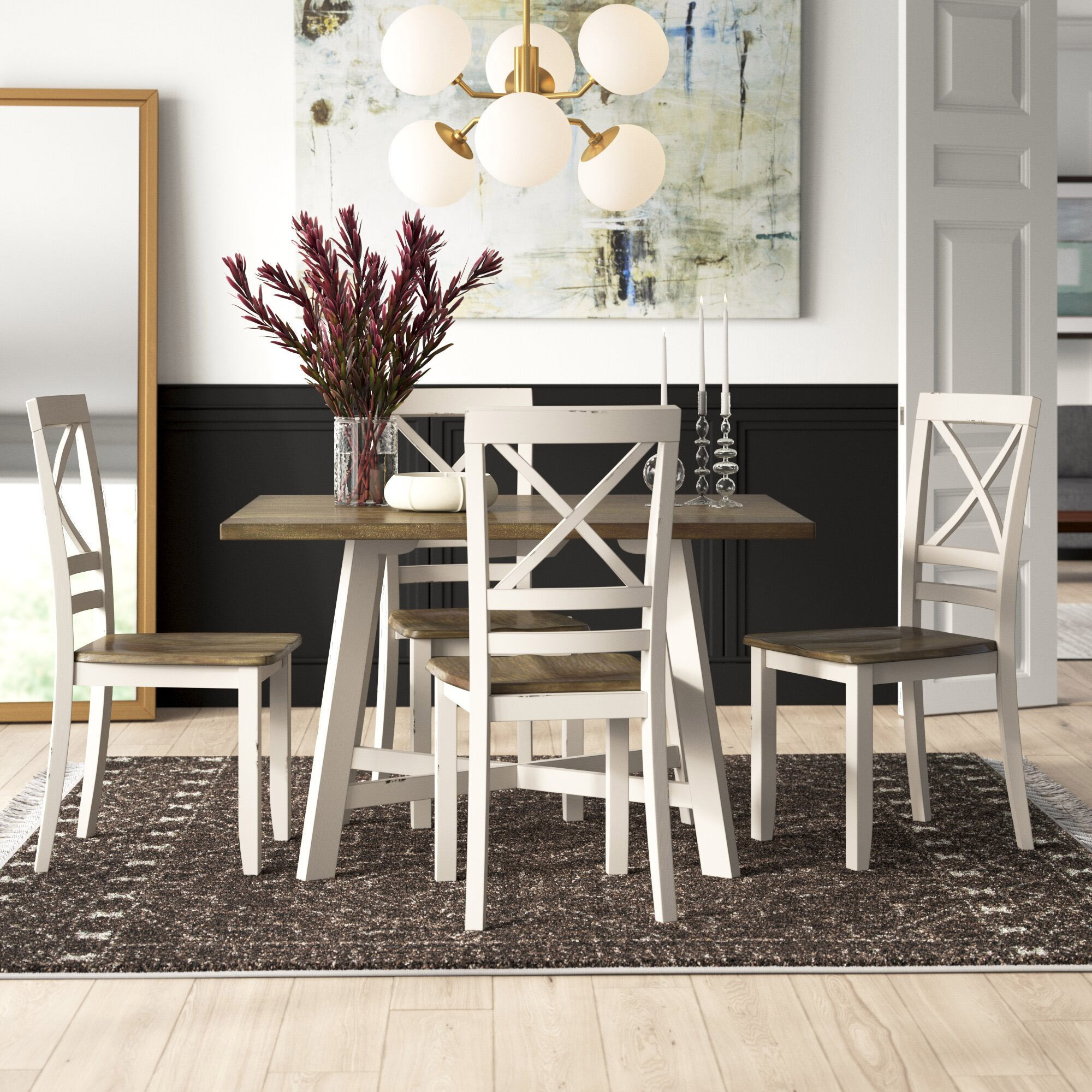 Rosalind Wheeler Modern Farmhouse Style 5 Piece Pack Dinette Set for ...
