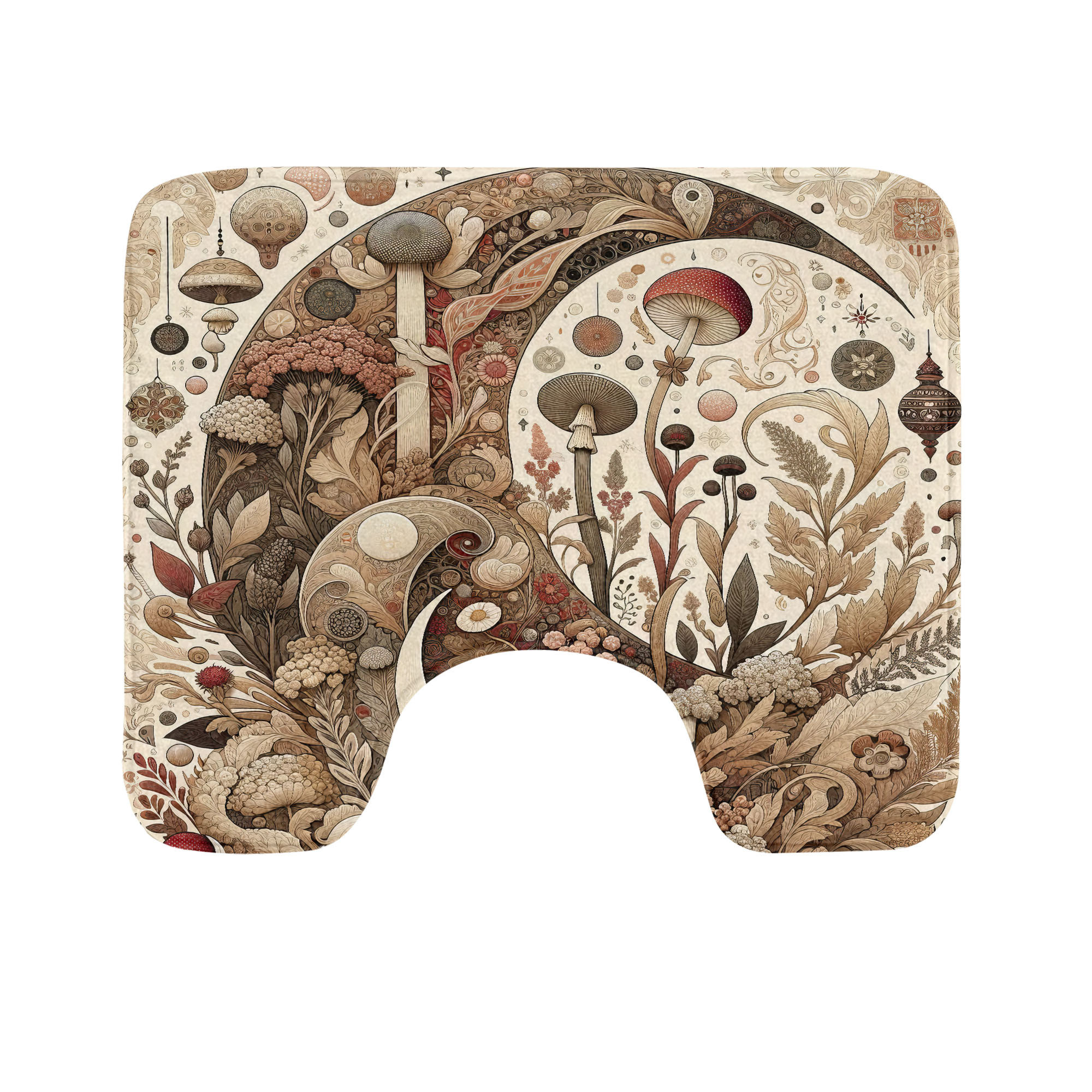 Dakota Fields Hippie Toilet Mat U-Shape Bathroom Rug 20" Eggshell Olive ...