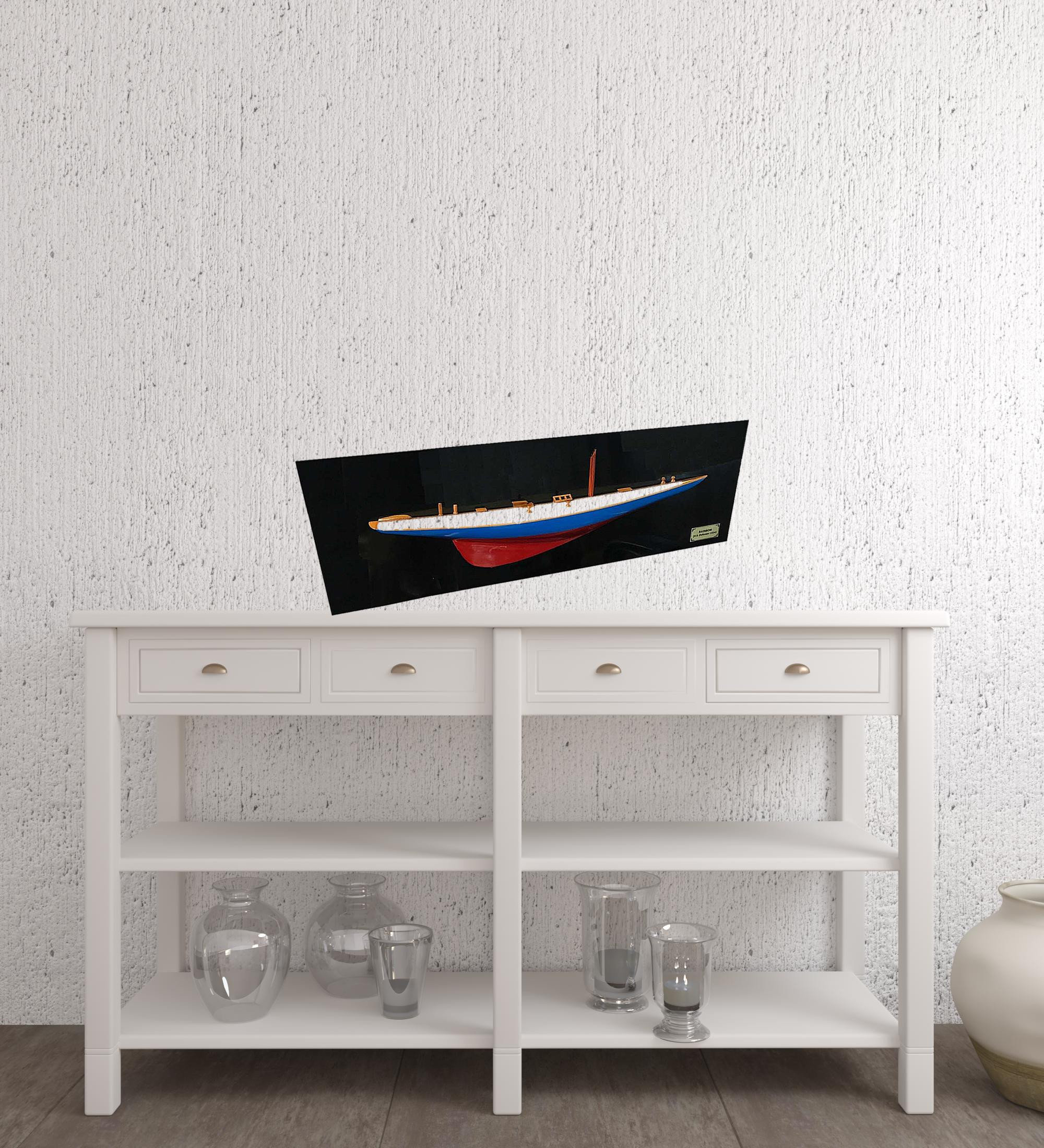 HomeRoots 12" Blue and Red Rainbow Half-Hull Hand Painted Decorative ...