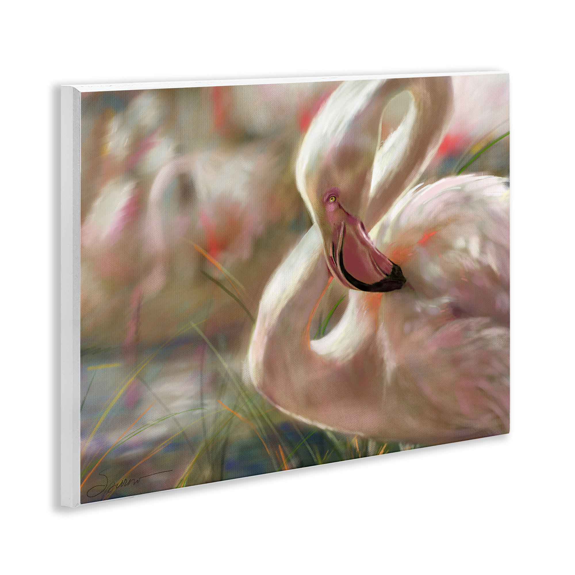 Ebern Designs Preening Flamingo Sunset Wall Plaque, design by Mary ...