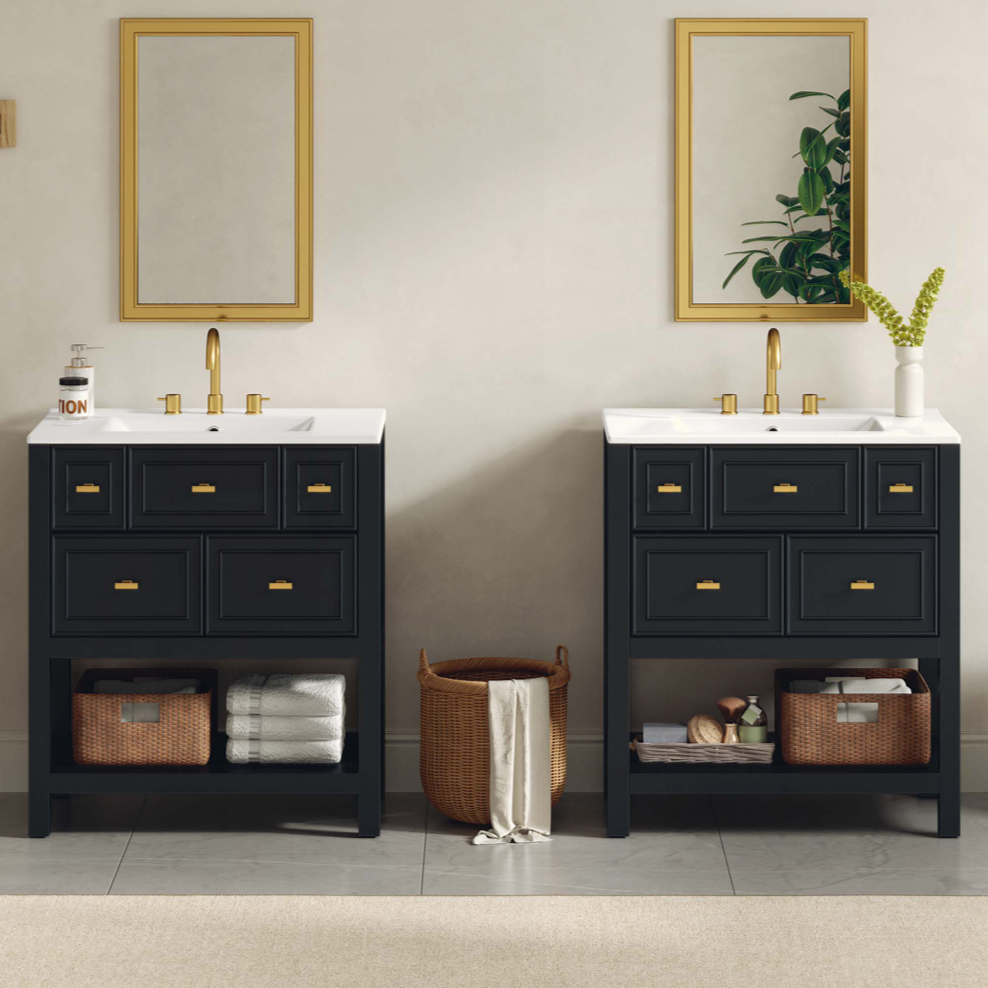 Alcott Hill Bathroom Vanity Set With Ceramic Sink (Separate), Free ...