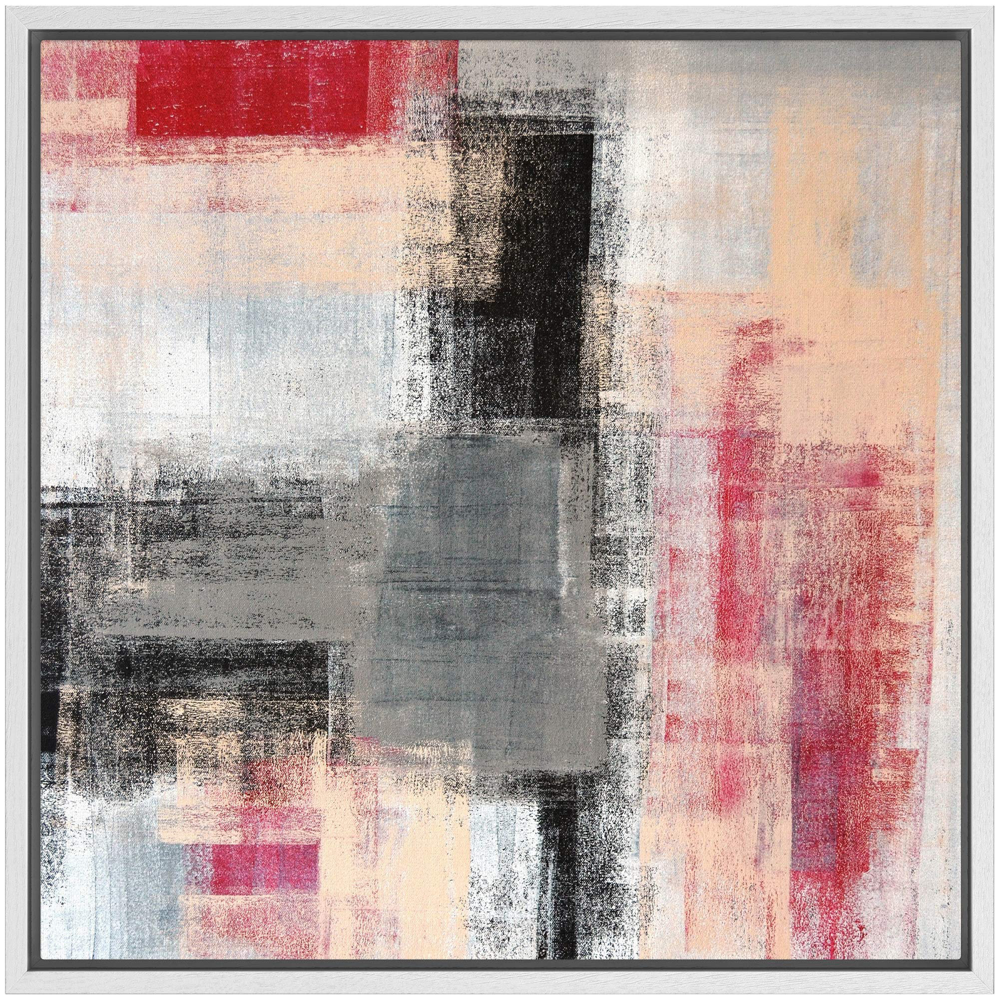 wall26 Faded Textured Effect Red, Orange Black Color Blocks Abstract ...