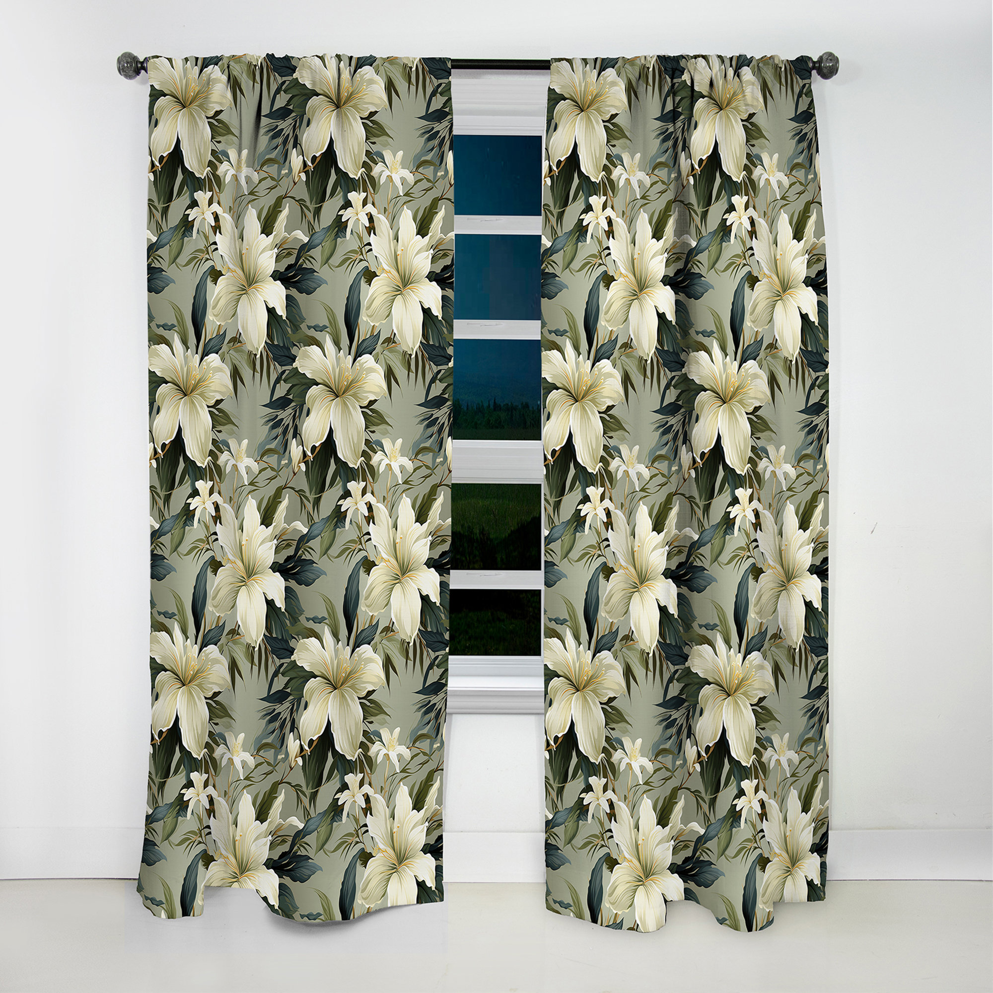 Design Art Neutral Zen Tropical Pattern - Floral Curtain - Velvet Room ...