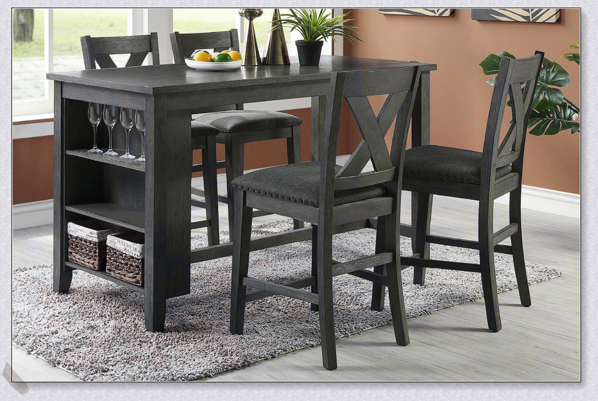 Latitude Run® Modern Contemporary 5pc Counter Height Dining Set with ...