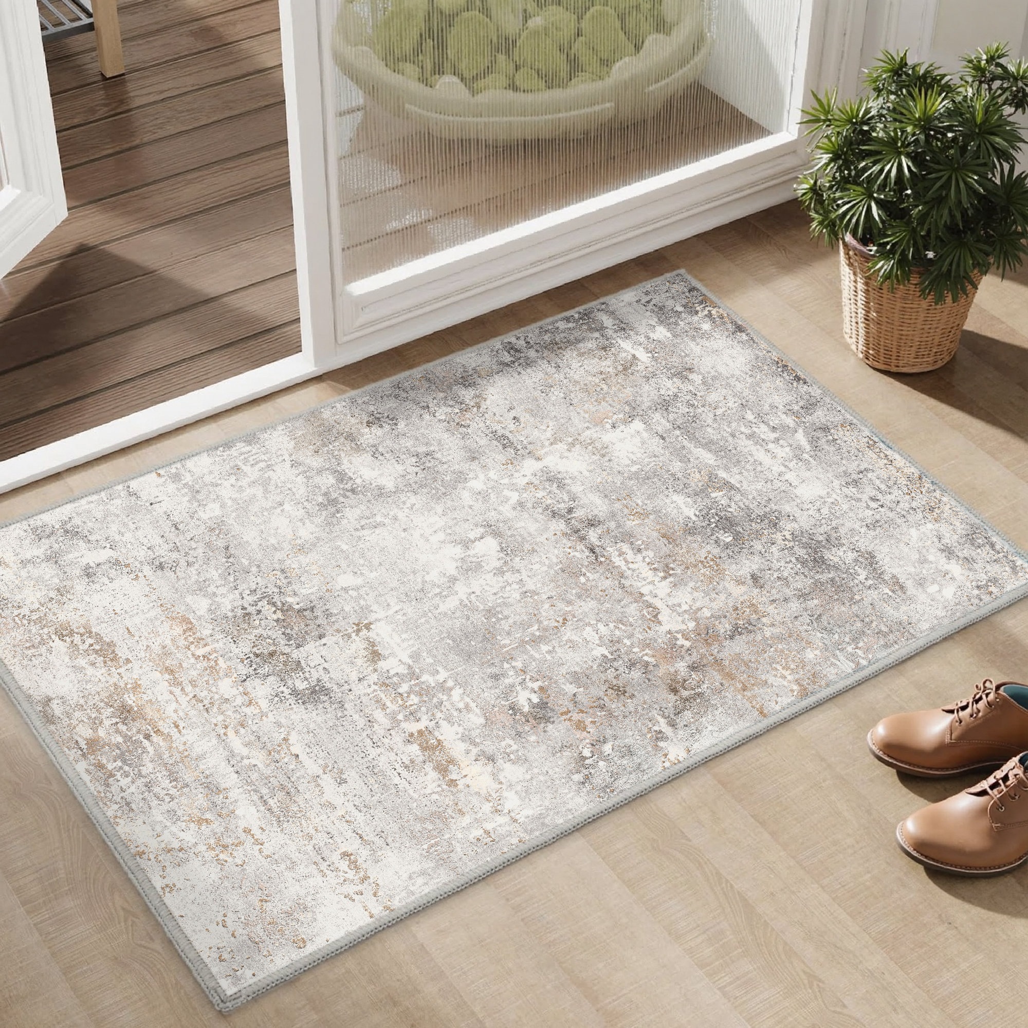 17 Stories Elroy Contemporary Abstract Area Rug with Machine Washable ...