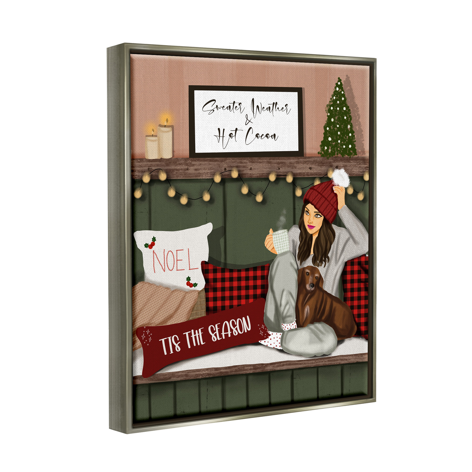 Stupell Industries Ba-854-Floater Cozy Girl With Christmas Phrases ...