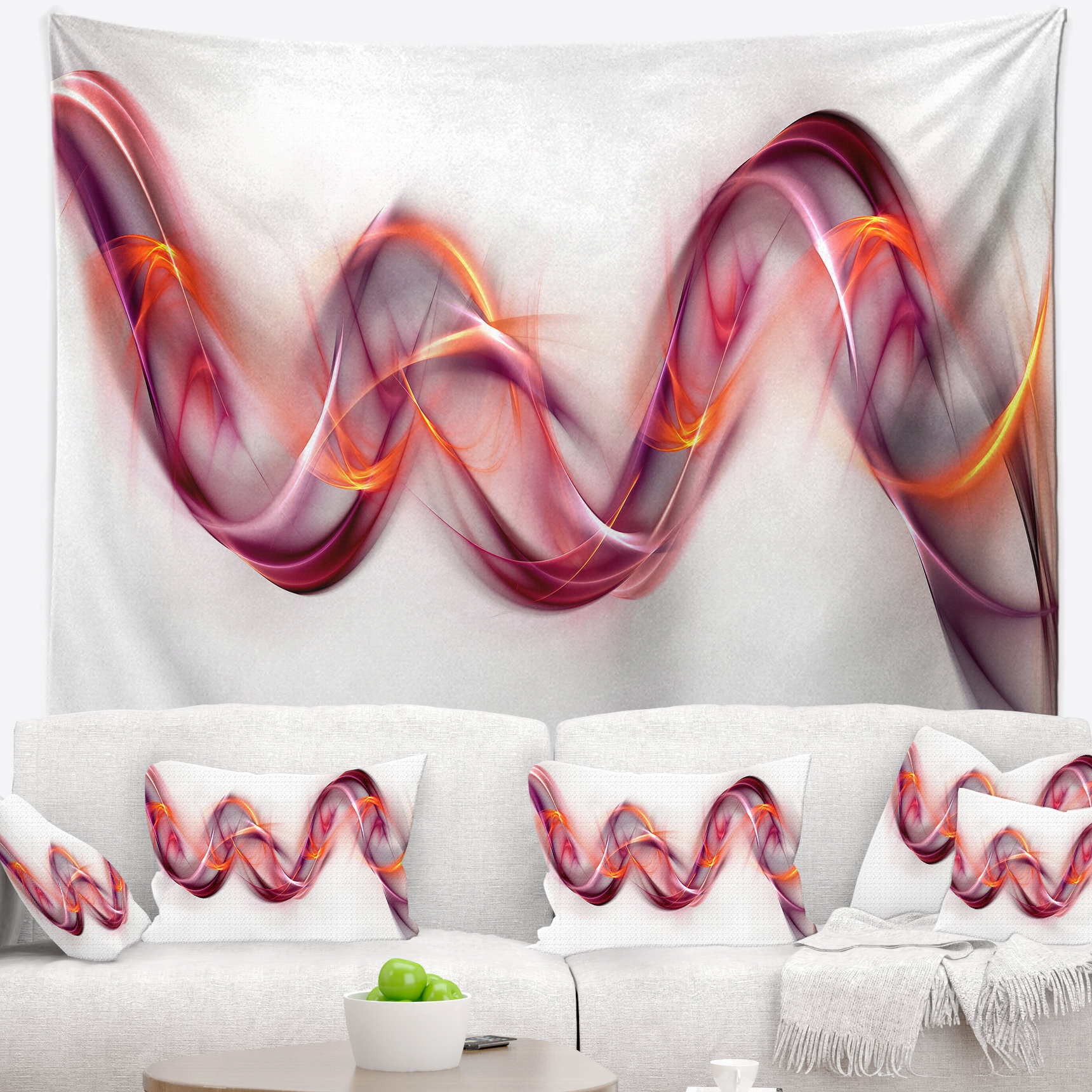 The Twillery Co.® Corwin Tangled Pink Gold Waves Tapestry | Wayfair