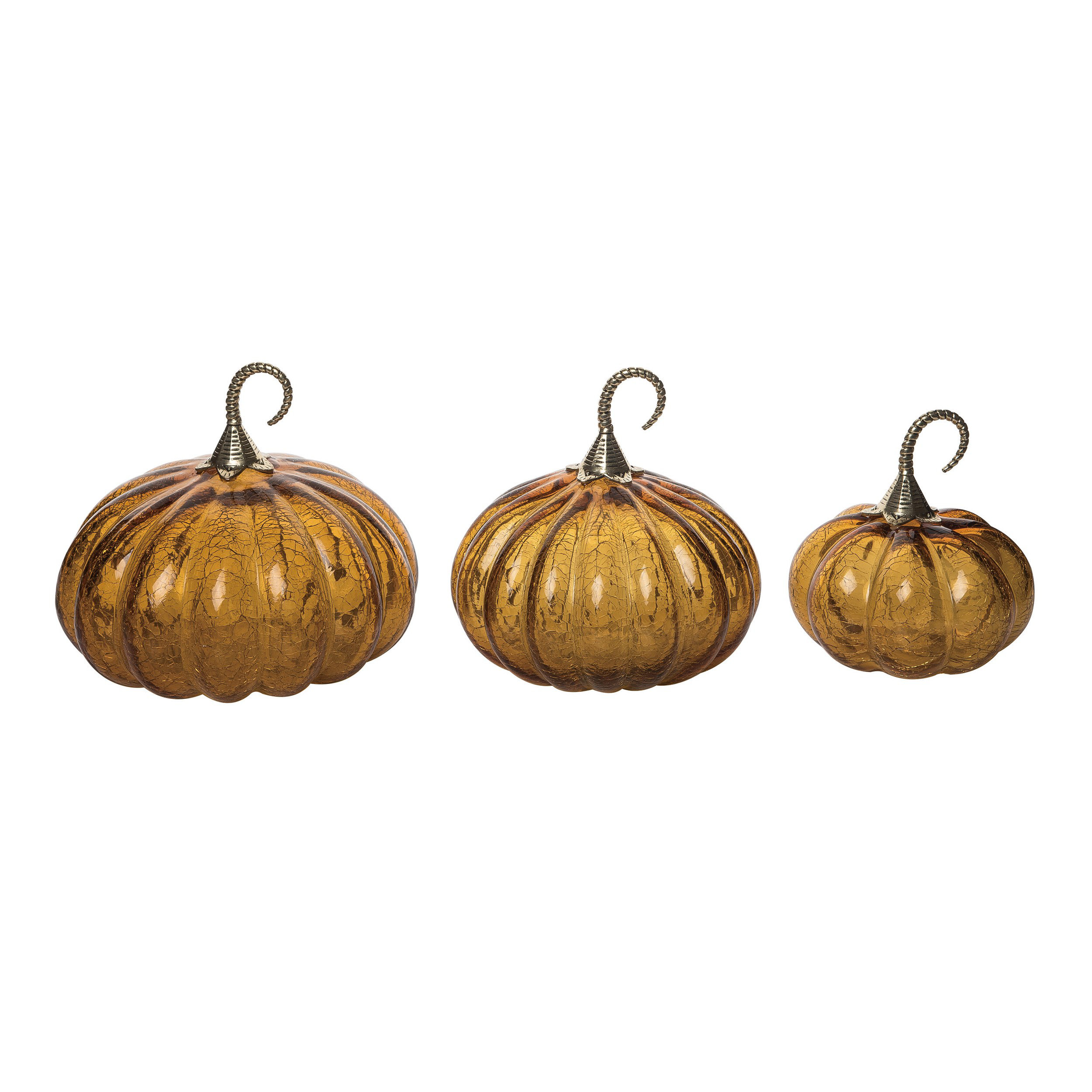 The Holiday Aisle® 3 Piece Harvest Crackle Pumpkins Set | Wayfair
