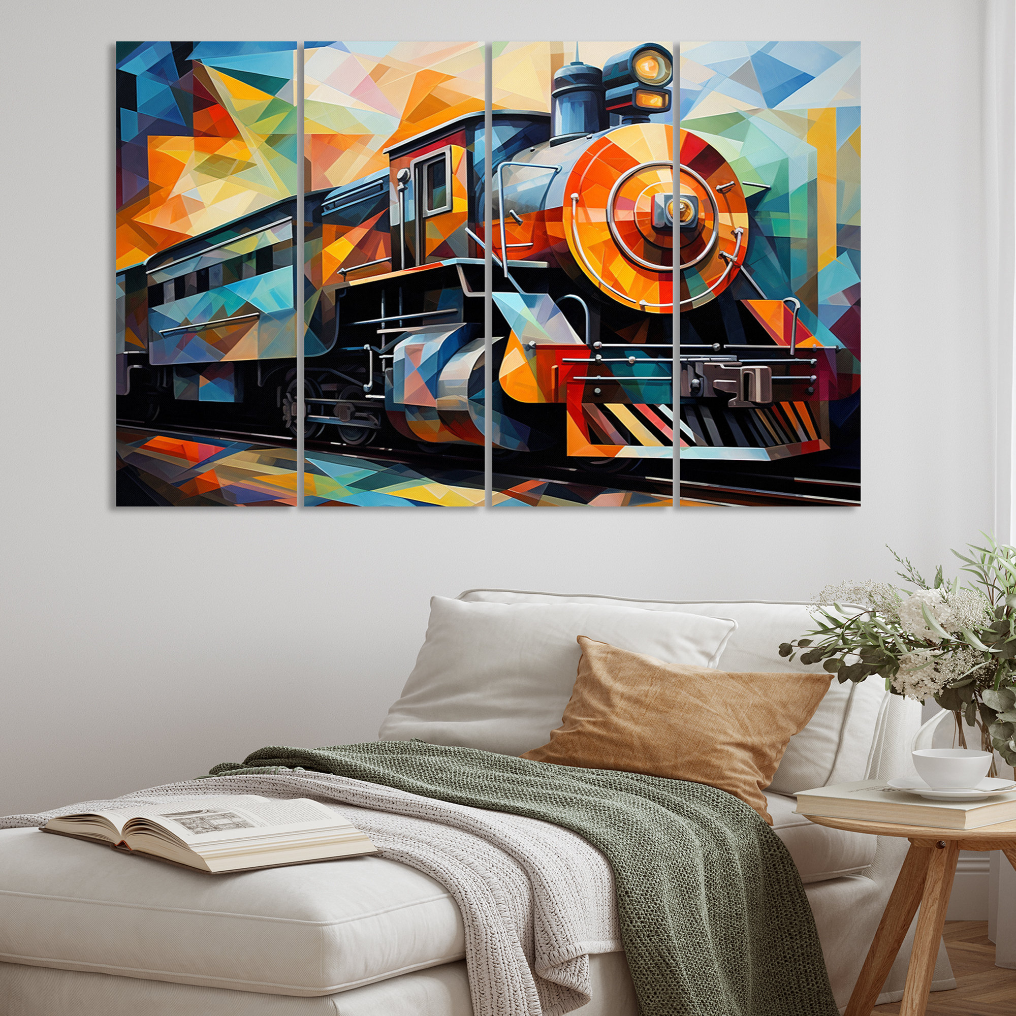 Williston Forge Abstract Train Cubist Expressions I On Canvas 4 Pieces ...