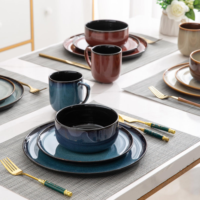Hokku Designs Ceramic Dinnerware Sets Of 6,Poreclain Plates And Bowls ...