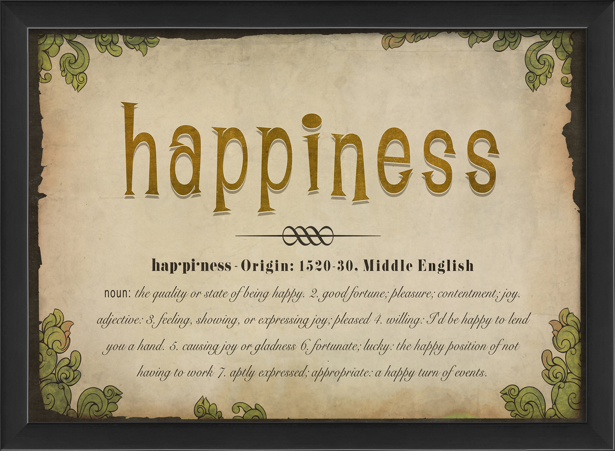 The Artwork Factory Happiness Definition Framed Textual Art - Wayfair ...