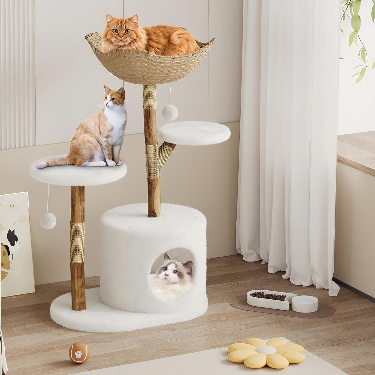 Tucker Murphy Pet™ Modern Wood Cat Tree Tower for Large Cats, 43 ...
