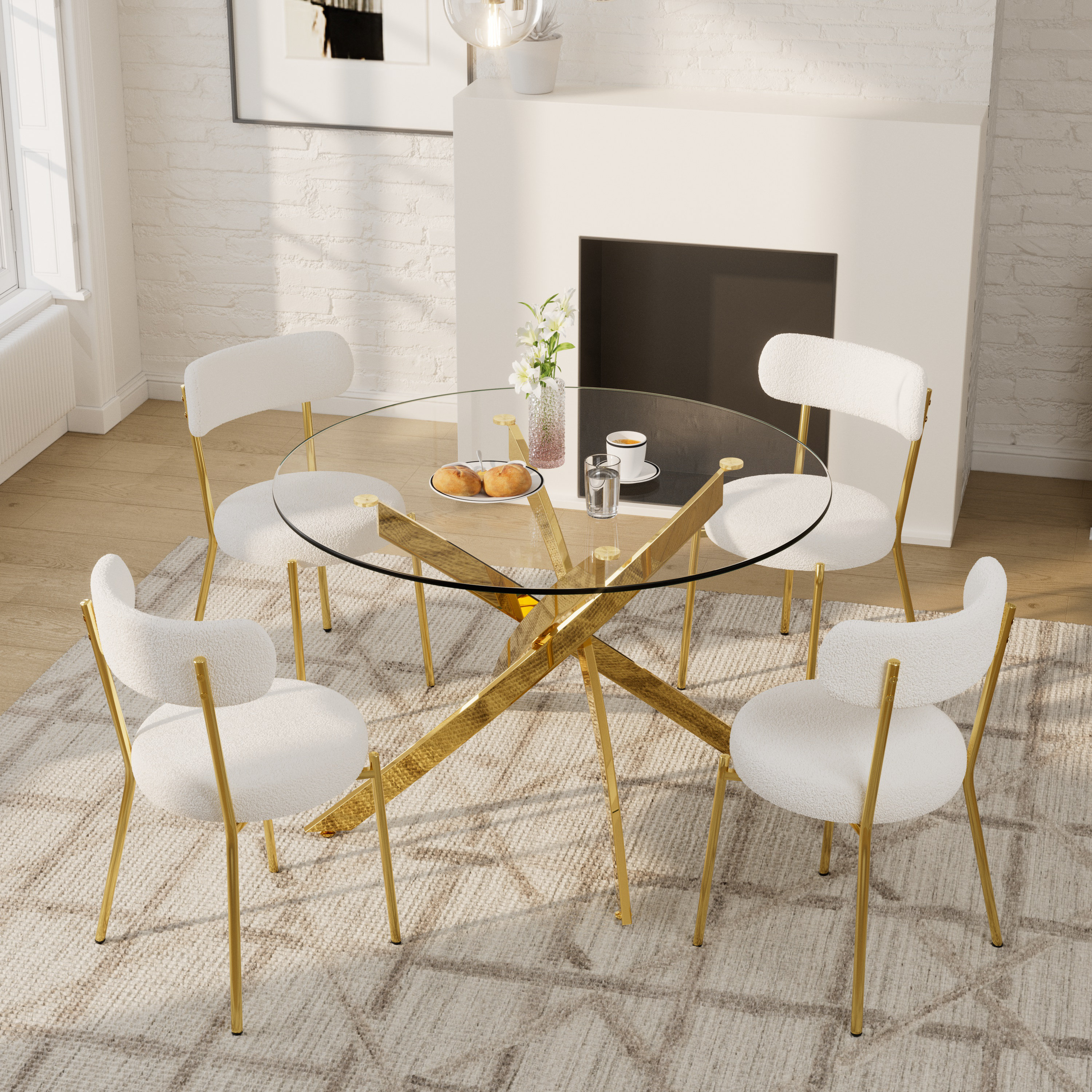 Mercer41 5-Piece Round Glass Dining Table Set for 4 - Wayfair Canada