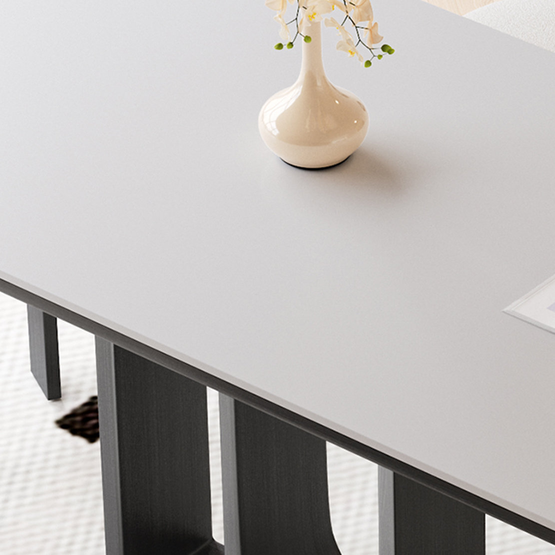 A Zoetic Home French Retro Black Solid Wood Rock Plate Table | Wayfair