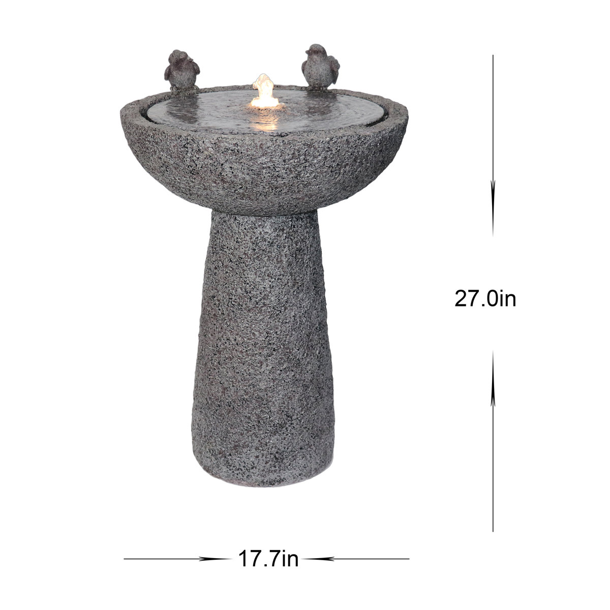 Hi-Line Gift Ltd. 27" H Natural Finish Bird Bath Fountain Outdoor with ...
