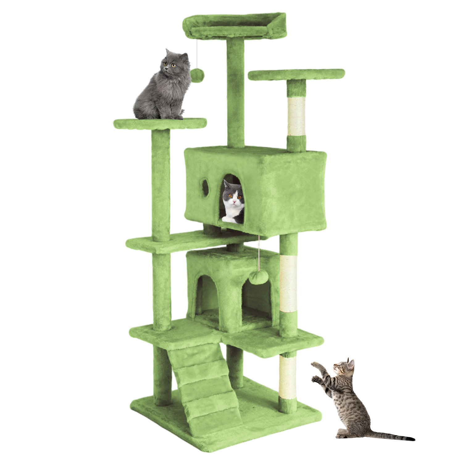 Tucker Murphy Pet™ Cat Tree 54 Inch Cat Condo Stand House Multi-Level ...