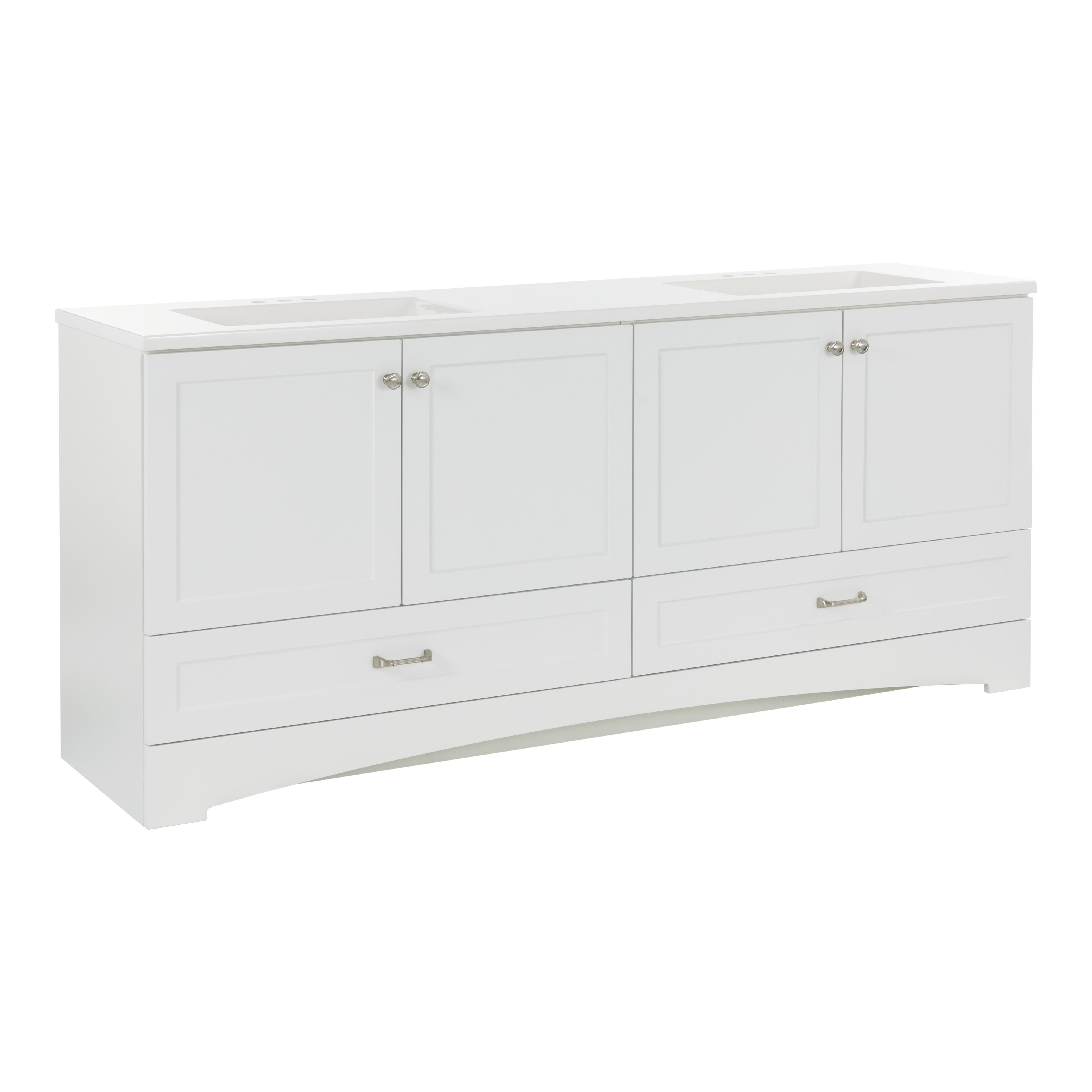 Spring Mill Cabinets Emlyn 72" Double Bathroom Vanity With 2 Cabinets ...