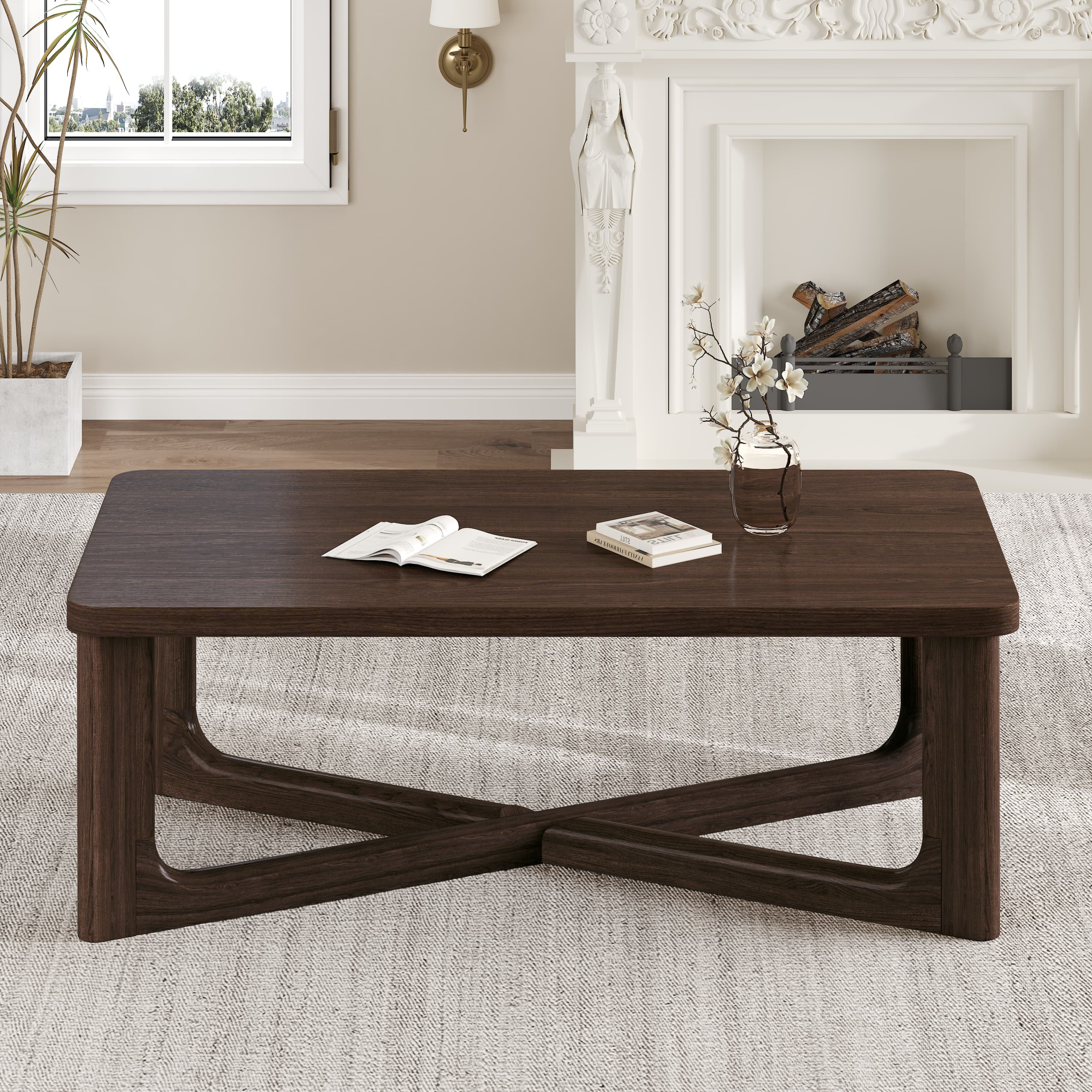Latitude Run® Litzie Rectangle Solid Wood Coffee Table | Wayfair