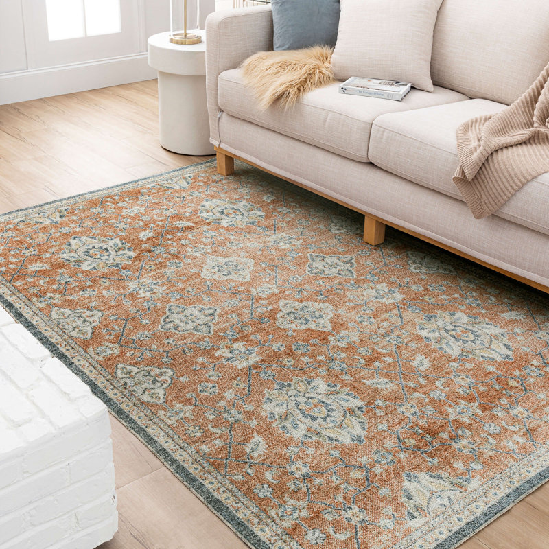 Bungalow Rose Performance Dark Orange Rug & Reviews | Wayfair
