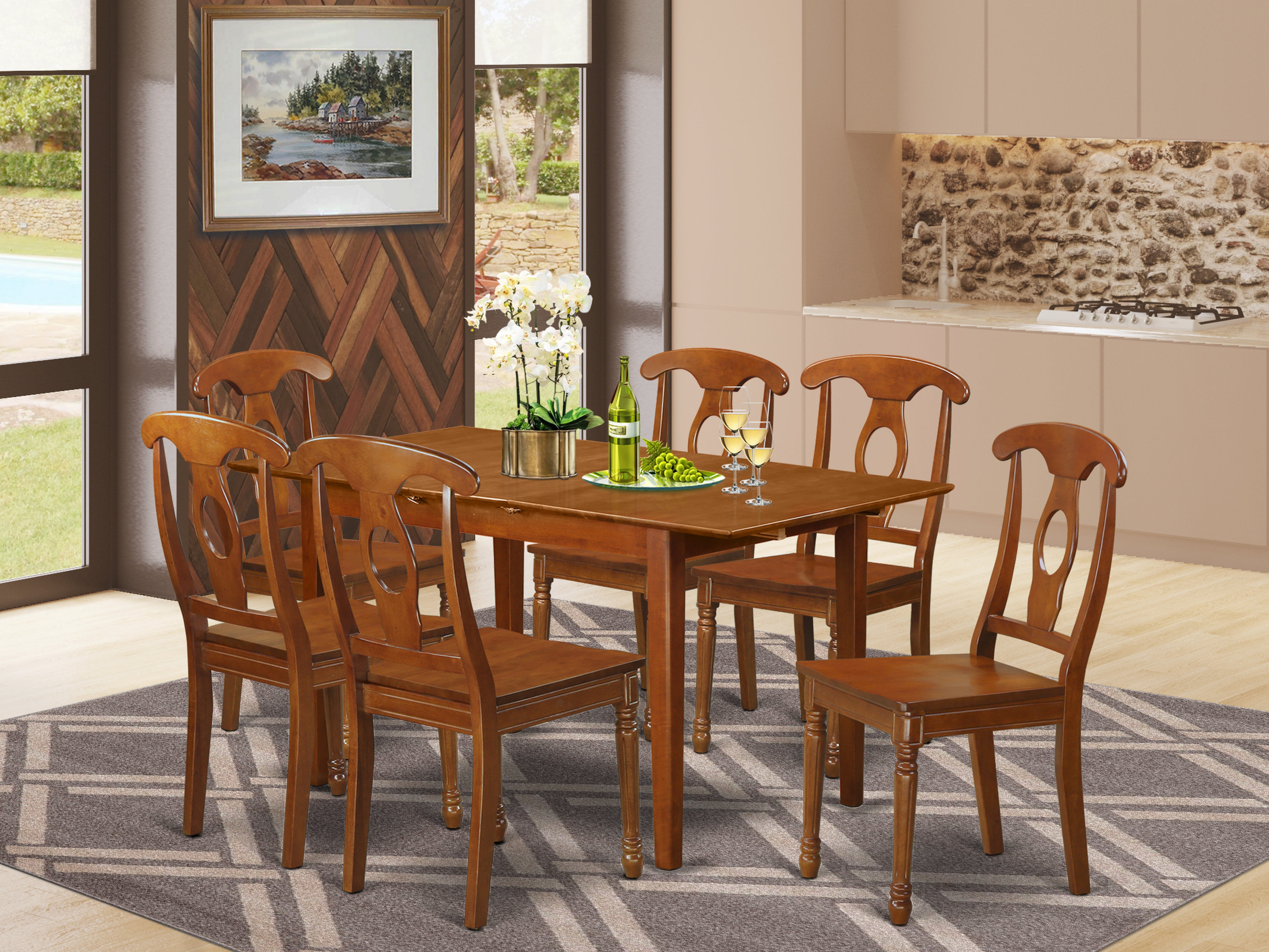 Alcott Hill Katie 7 - Piece Butterfly Leaf Rubberwood Solid Wood Dining ...